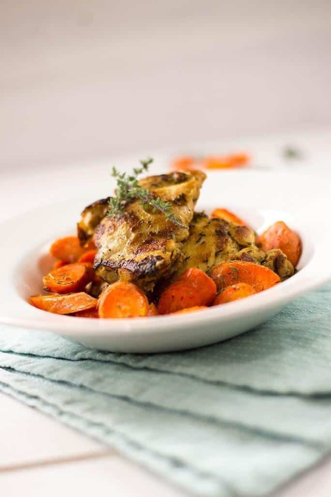 Dijon-Roasted Chicken And Carrots • A Sweet Pea Chef