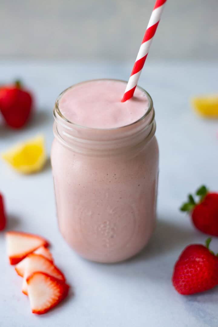Strawberry Cheesecake Protein Smoothie • A Sweet Pea Chef